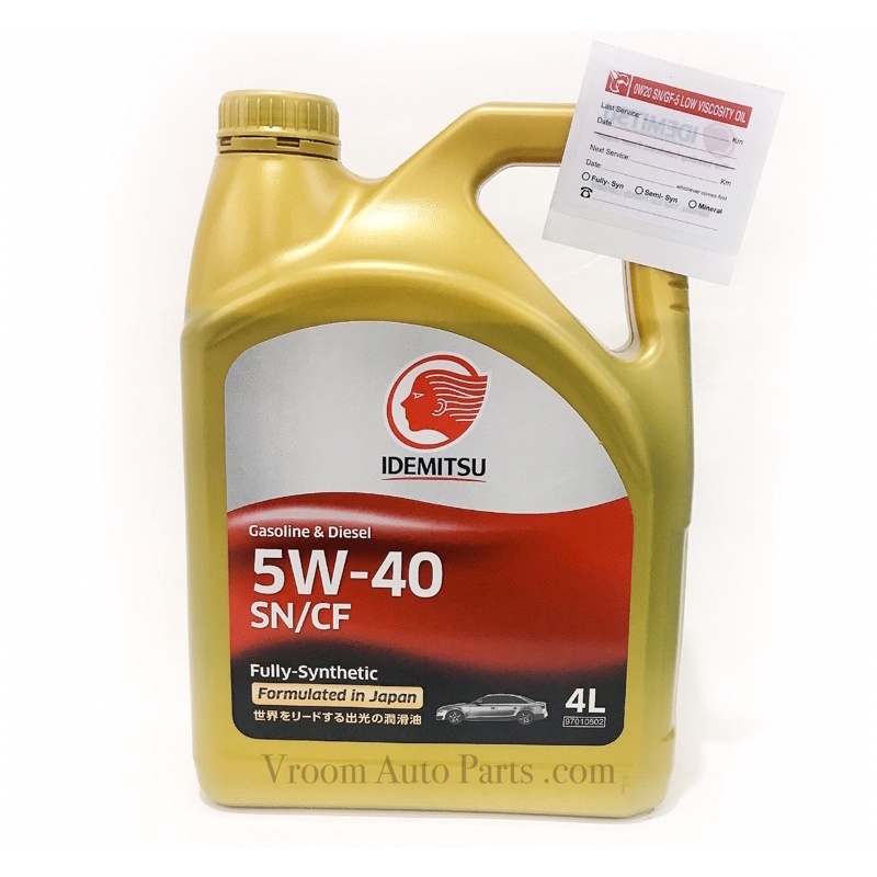 Idemitsu SN A3/B4 5W-40 Fully Synthetic Engine Oil, Can Of, 46% OFF