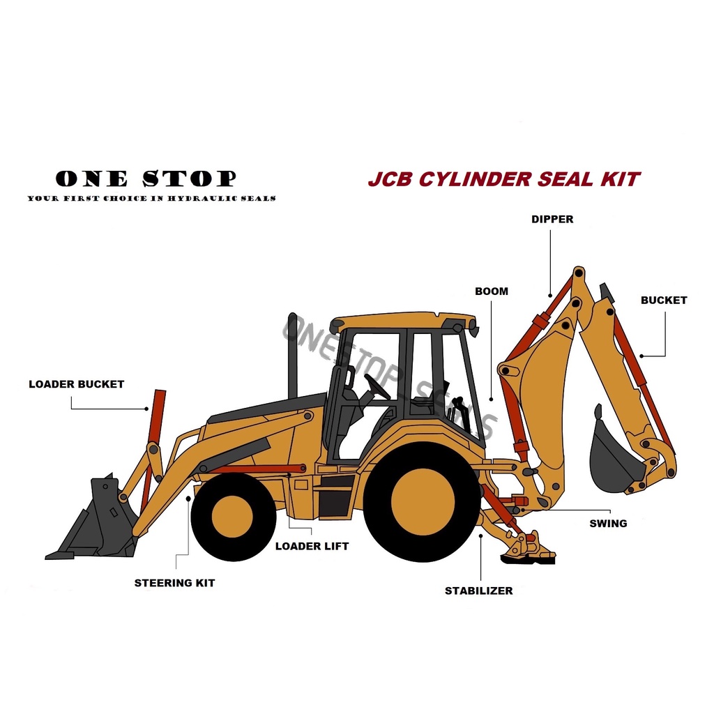 JCB 1400 1400B Backhoe Boom Cylinder W/ 110mm Bore Seal Kit, 58% OFF